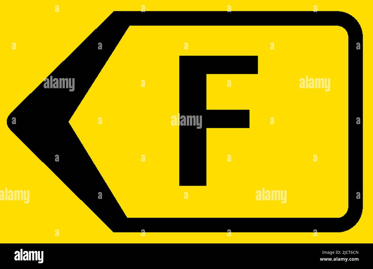 Yellow sign in arrow shape used in the Netherlands for deviation Stock ...