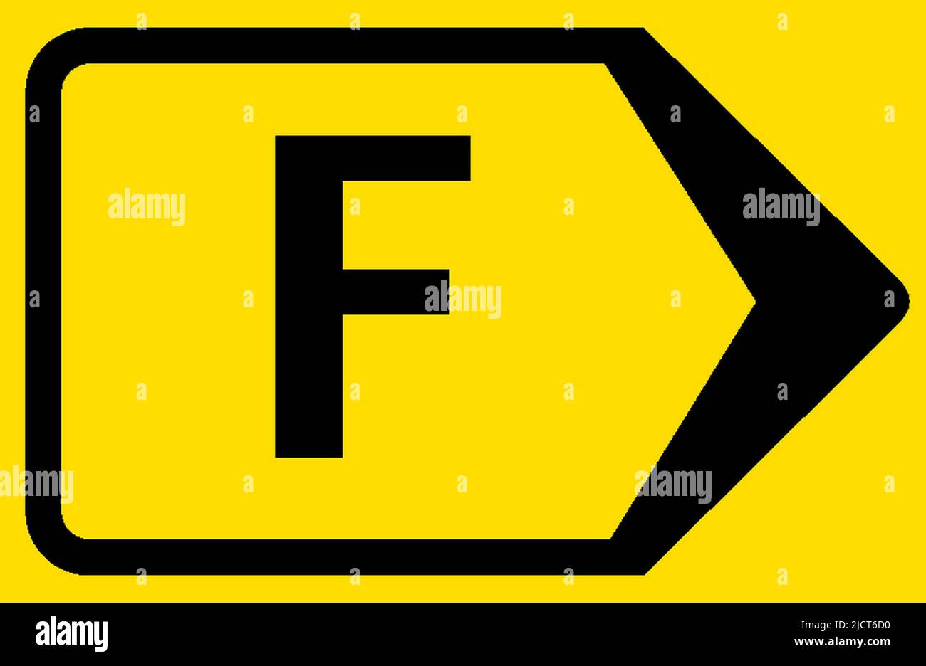 Yellow sign in arrow shape used in the Netherlands for deviation Stock ...