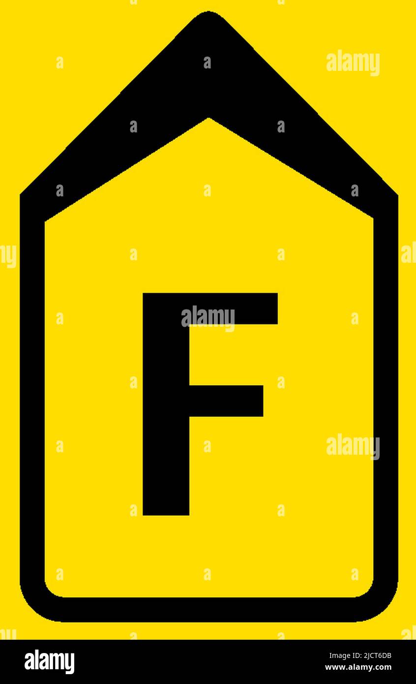 Yellow sign in arrow shape used in the Netherlands for deviation Stock ...