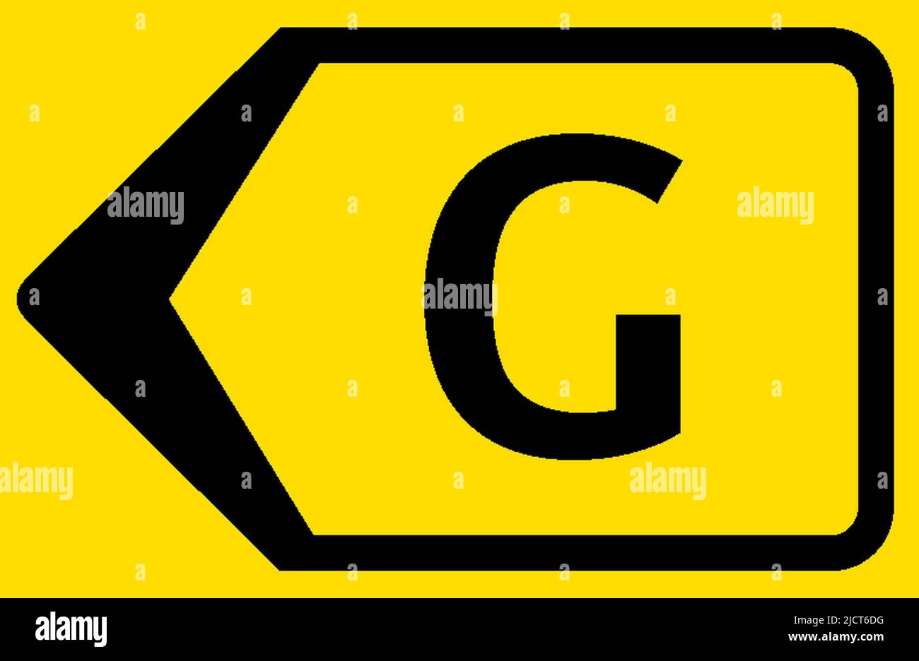 Yellow sign in arrow shape used in the Netherlands for deviation Stock ...