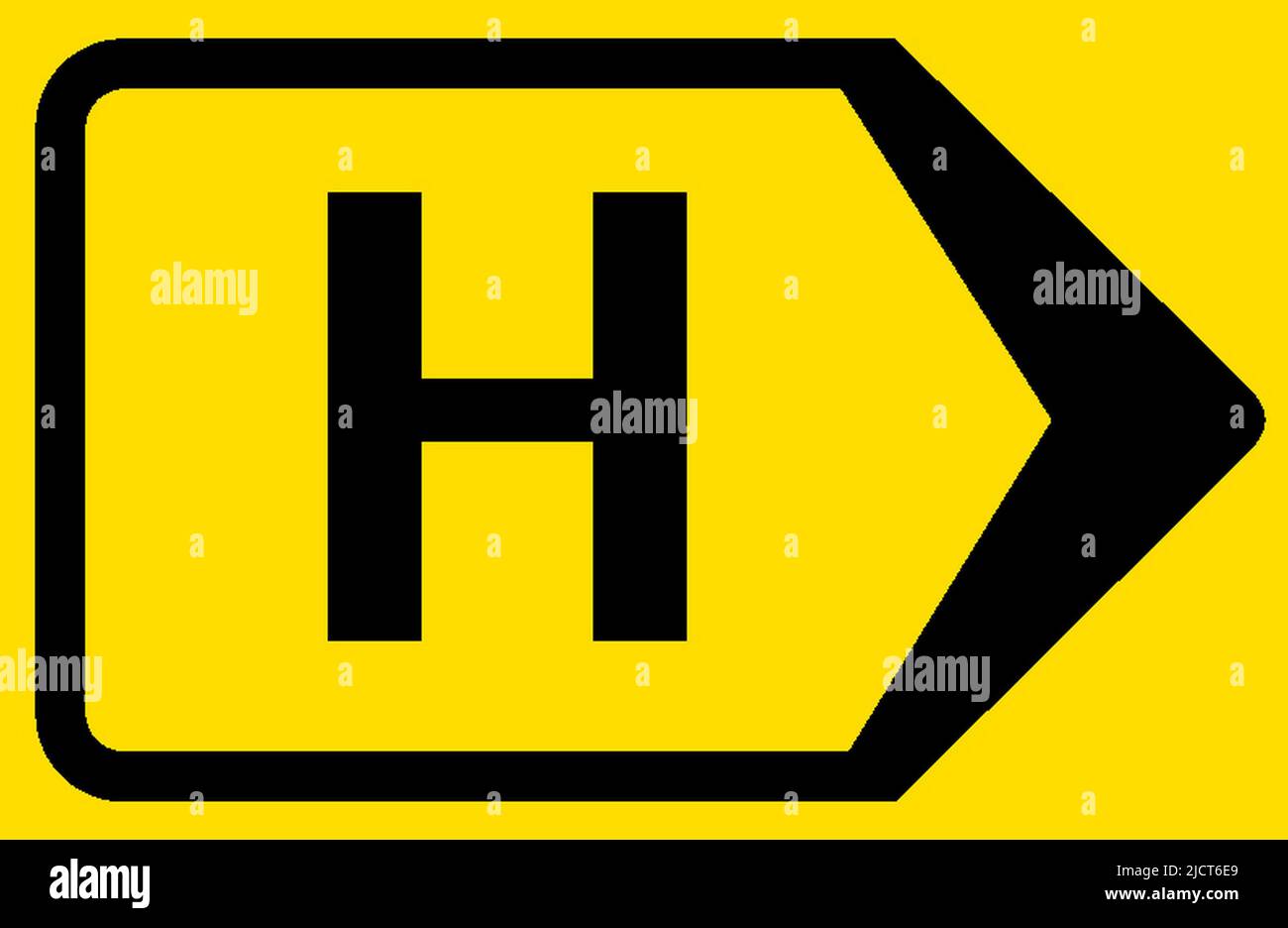 Yellow sign in arrow shape used in the Netherlands for deviation Stock ...