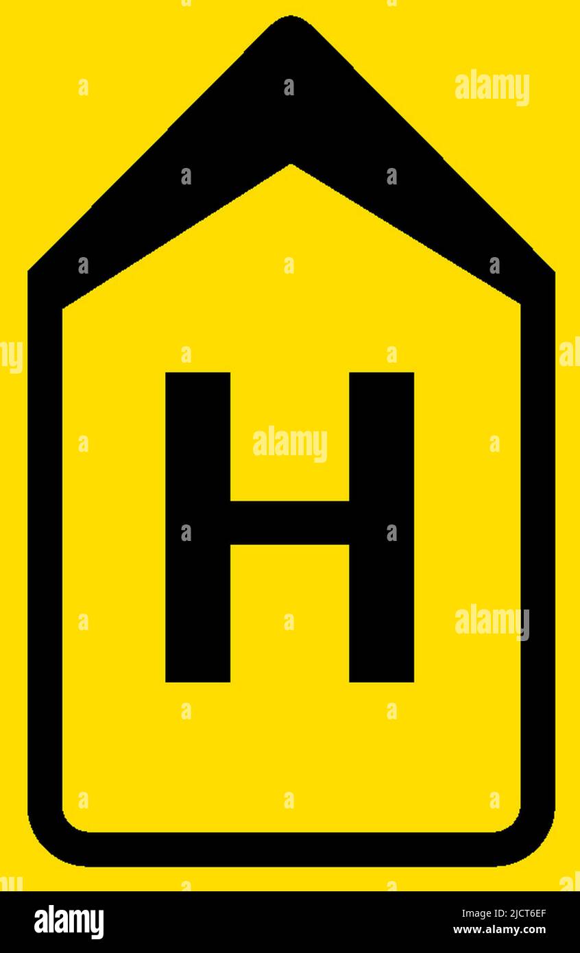 Yellow sign in arrow shape used in the Netherlands for deviation Stock ...