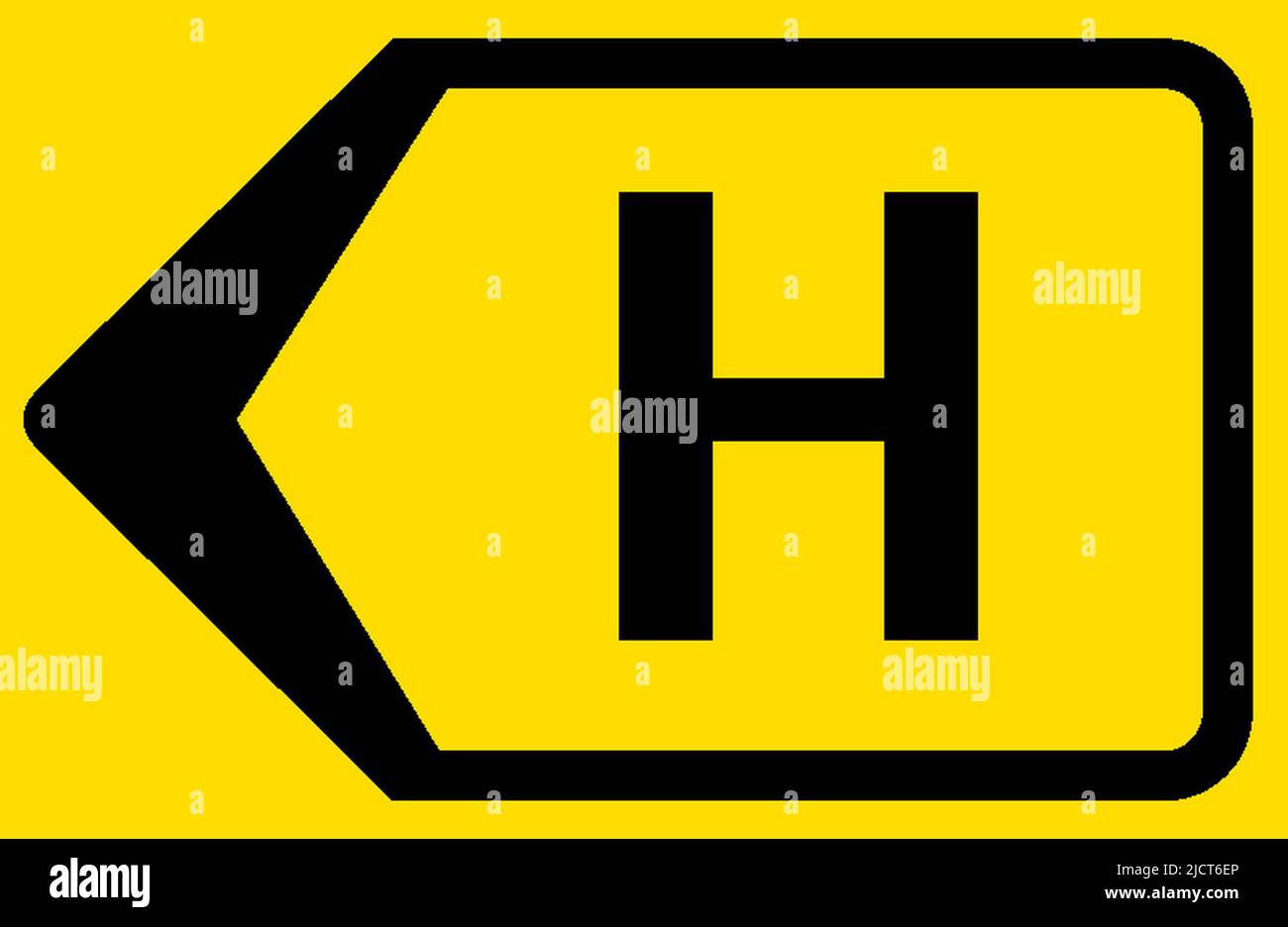Yellow sign in arrow shape used in the Netherlands for deviation Stock ...