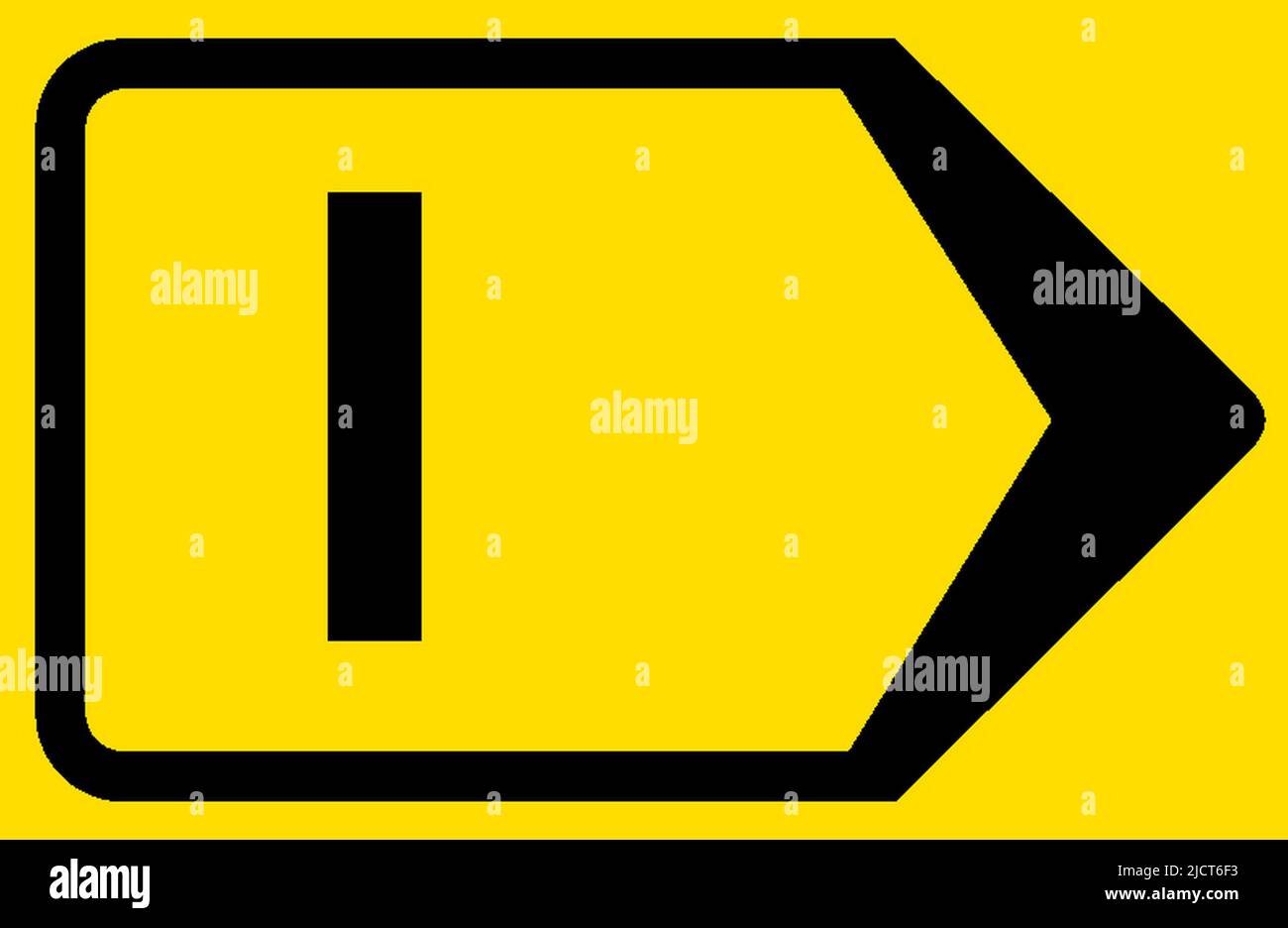 Yellow sign in arrow shape used in the Netherlands for deviation Stock ...