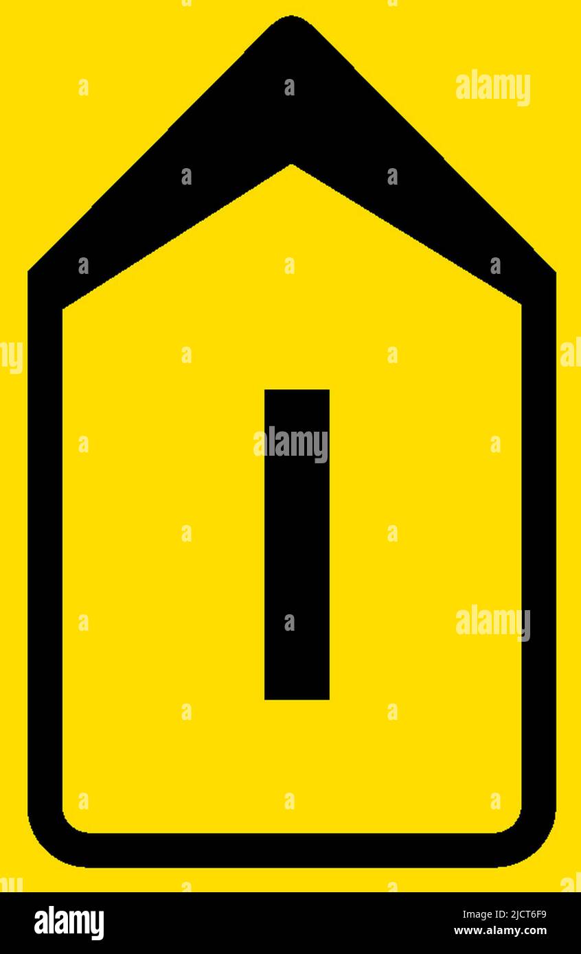 Yellow sign in arrow shape used in the Netherlands for deviation Stock ...