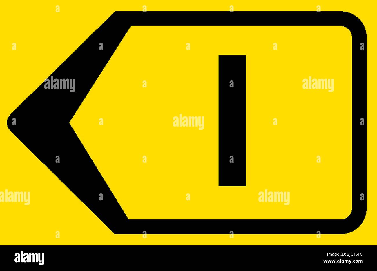 Yellow sign in arrow shape used in the Netherlands for deviation Stock ...