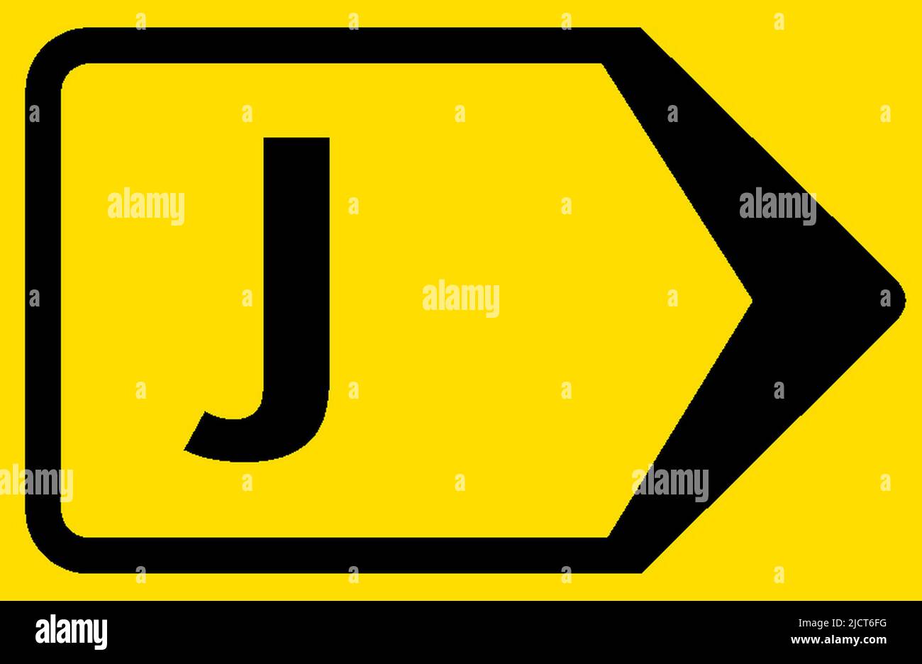 Yellow sign in arrow shape used in the Netherlands for deviation Stock ...