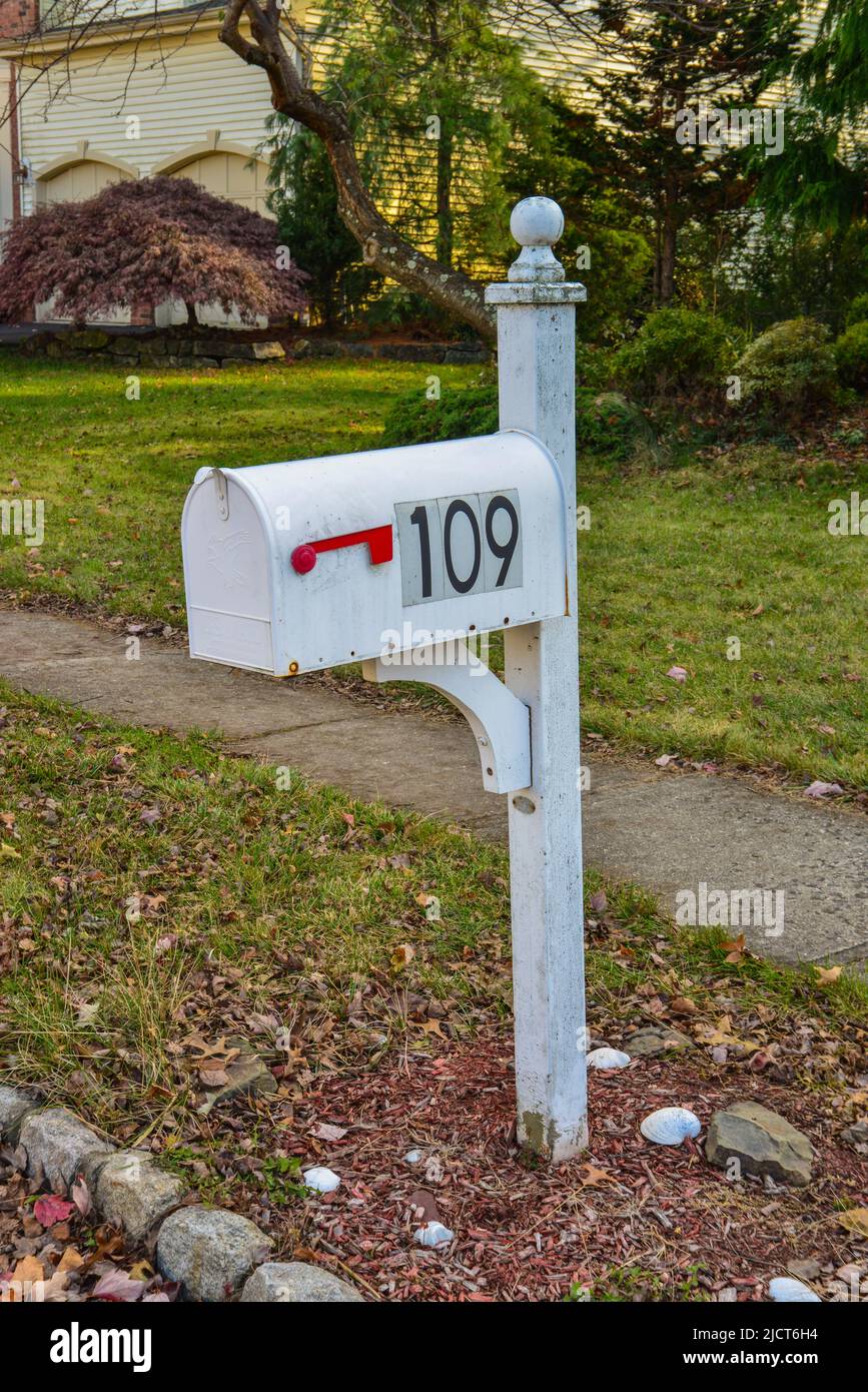 PRINCETON, NJ USA - NOVENBER 12, 2019: Classic mailbox near an ...