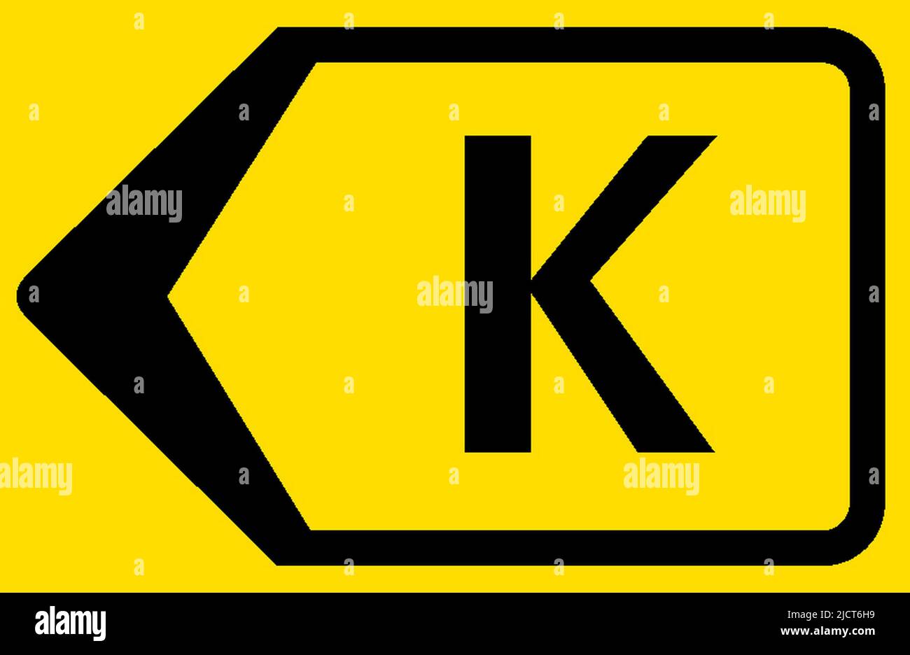 Yellow sign in arrow shape used in the Netherlands for deviation Stock ...