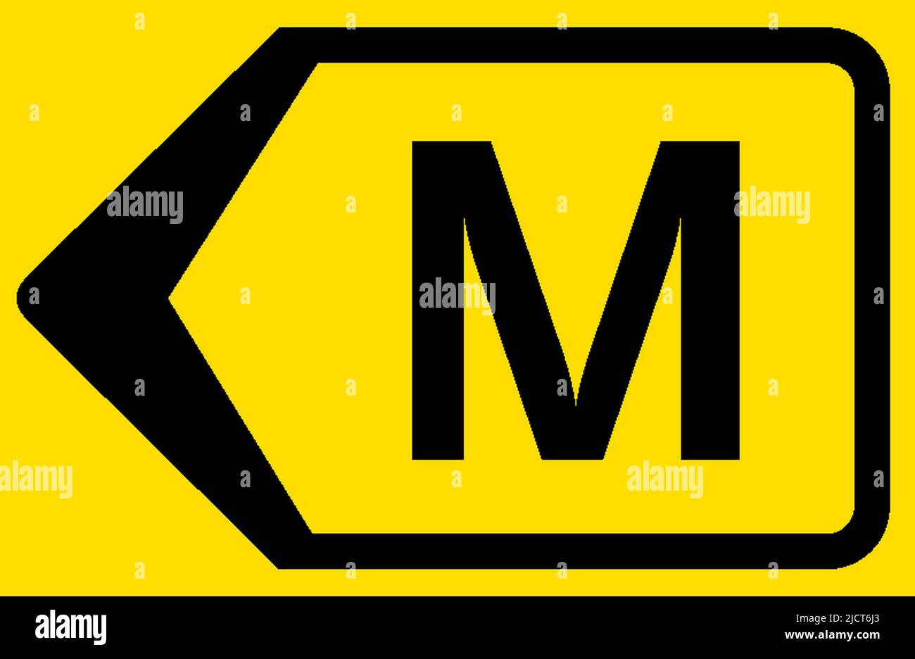 Yellow sign in arrow shape used in the Netherlands for deviation Stock ...