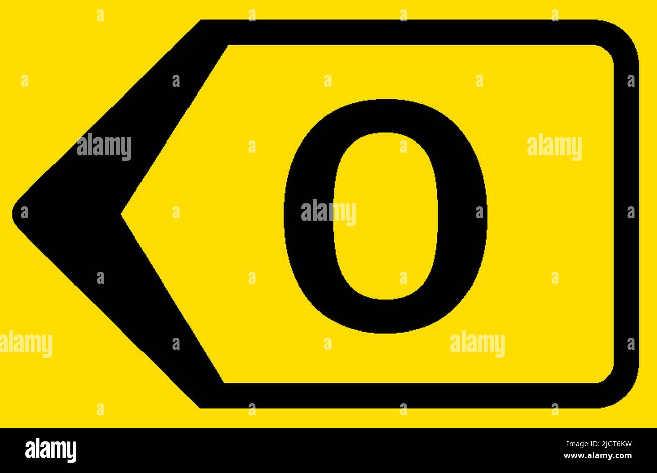 Yellow sign in arrow shape used in the Netherlands for deviation Stock ...