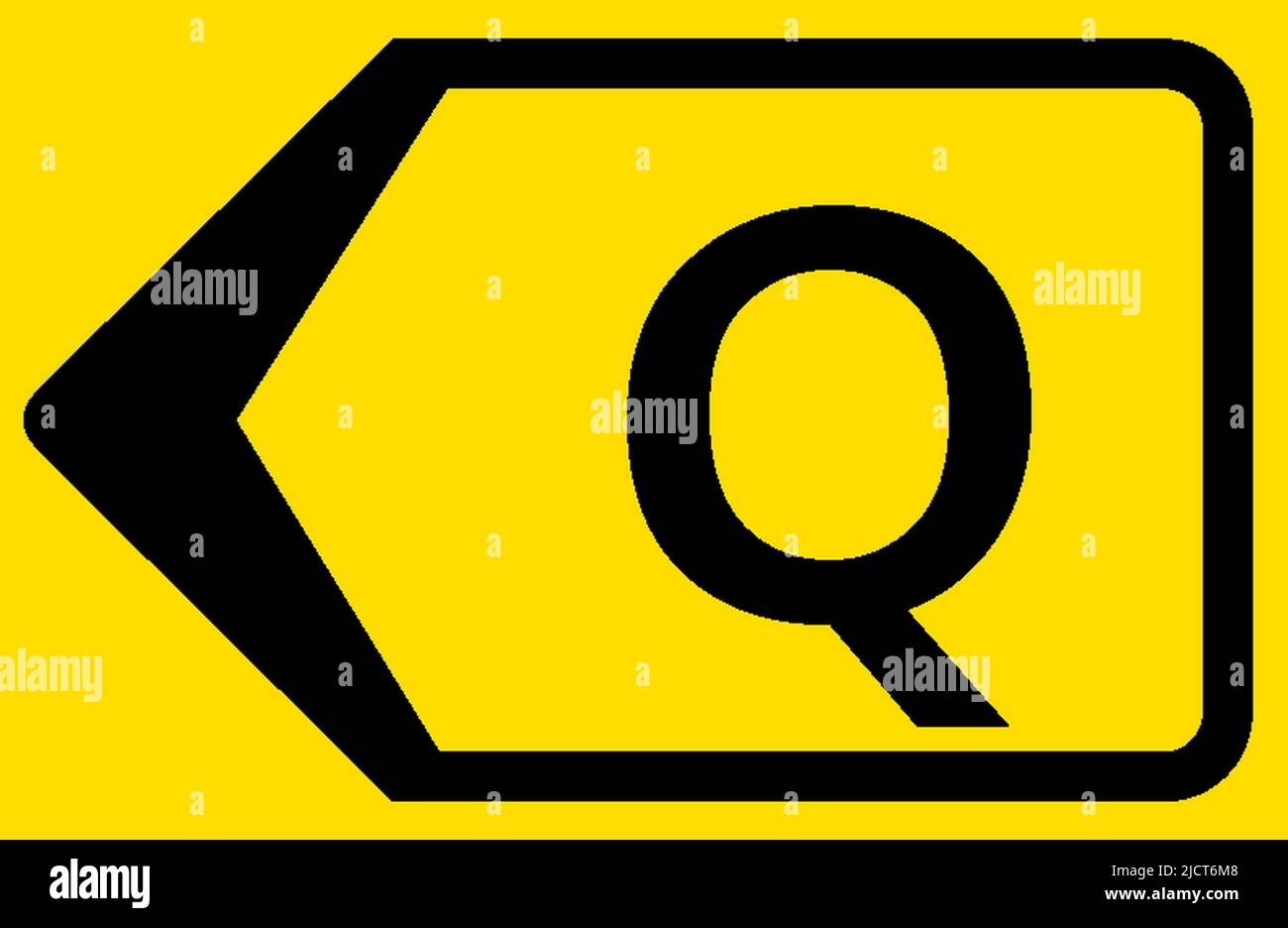 Yellow sign in arrow shape used in the Netherlands for deviation Stock ...