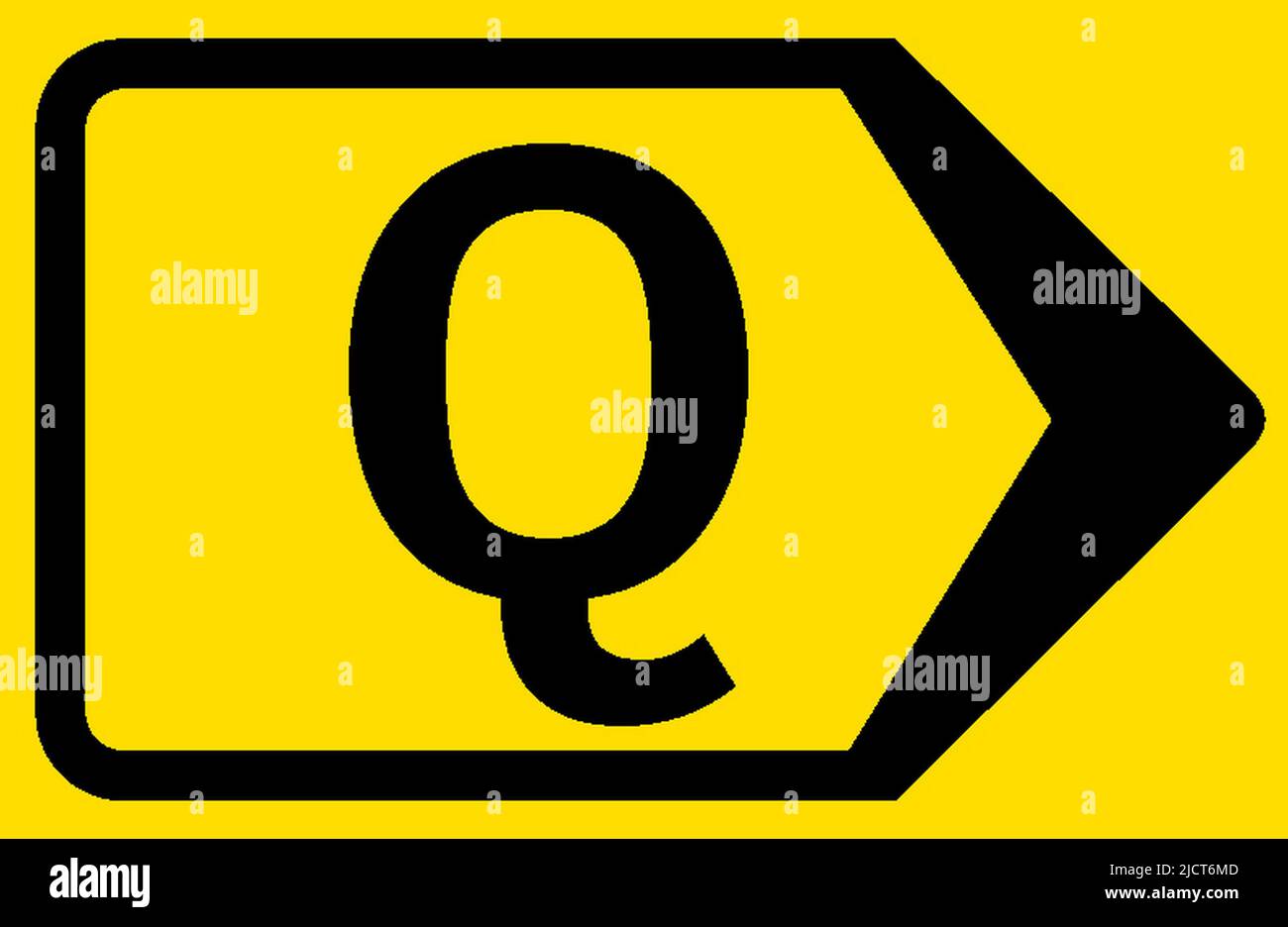 Yellow sign in arrow shape used in the Netherlands for deviation Stock ...