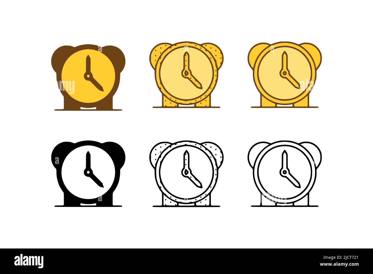 Vector set of alarm clocks in doodle style on white background Stock ...