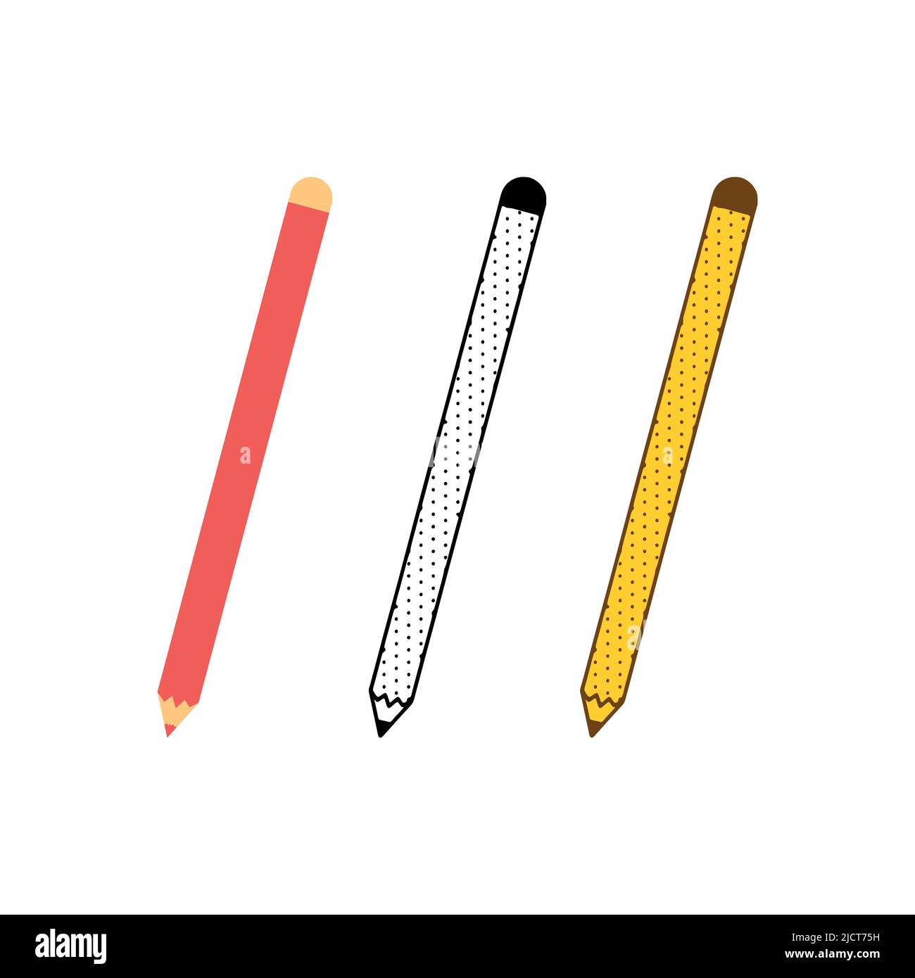 Vector set of pencils in different styles on white background Stock ...