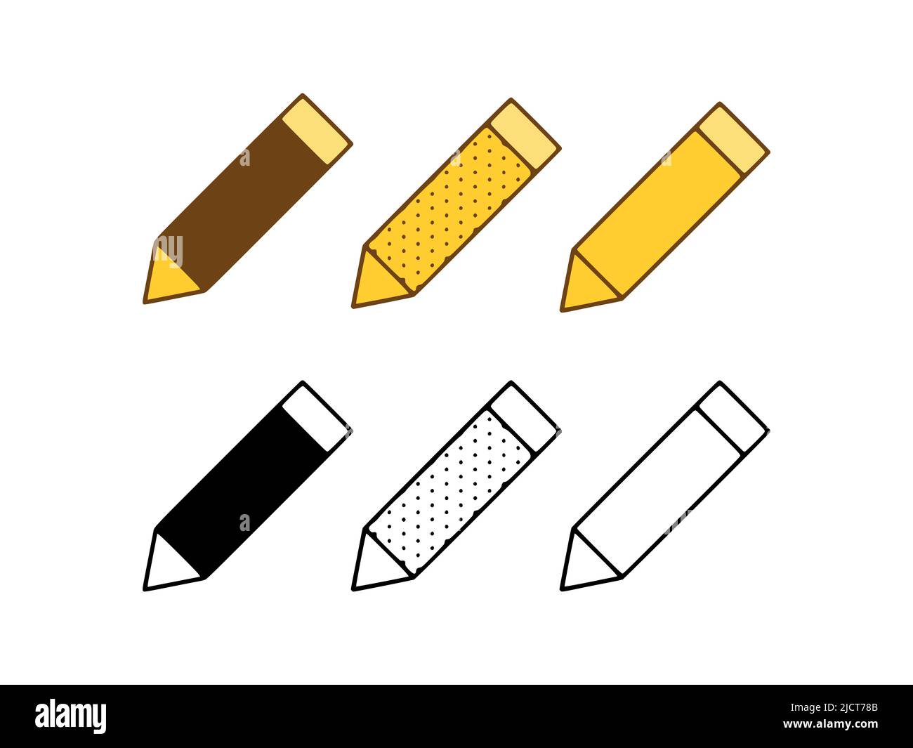 Vector set of pencils in doodle style on white background Stock Vector ...