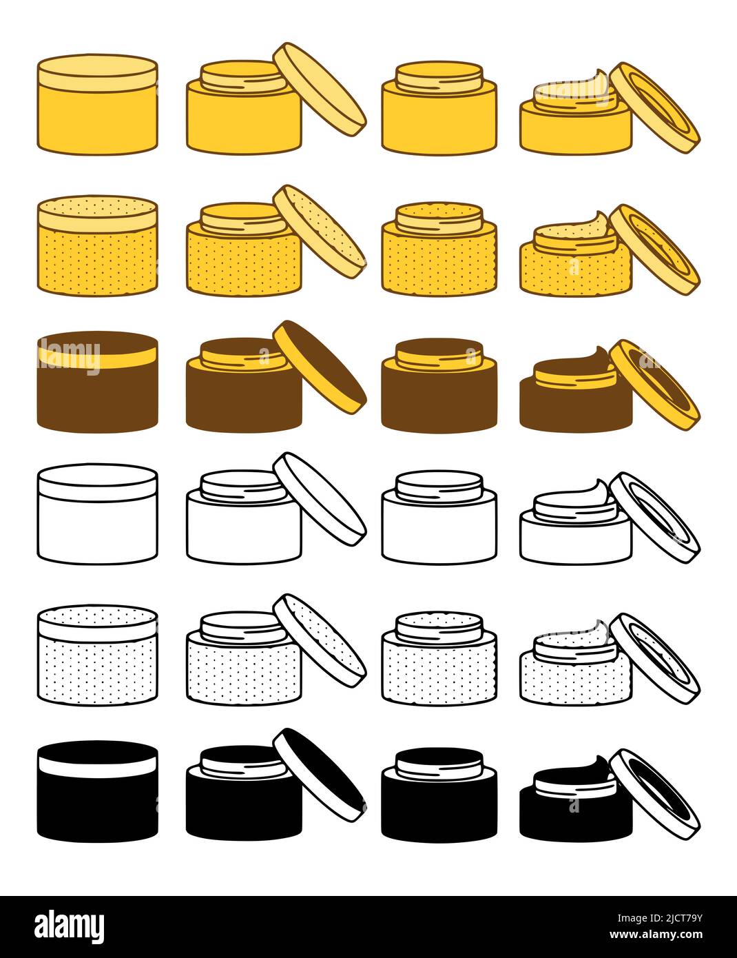 Vector set of cream jars in doodle style on white background Stock ...