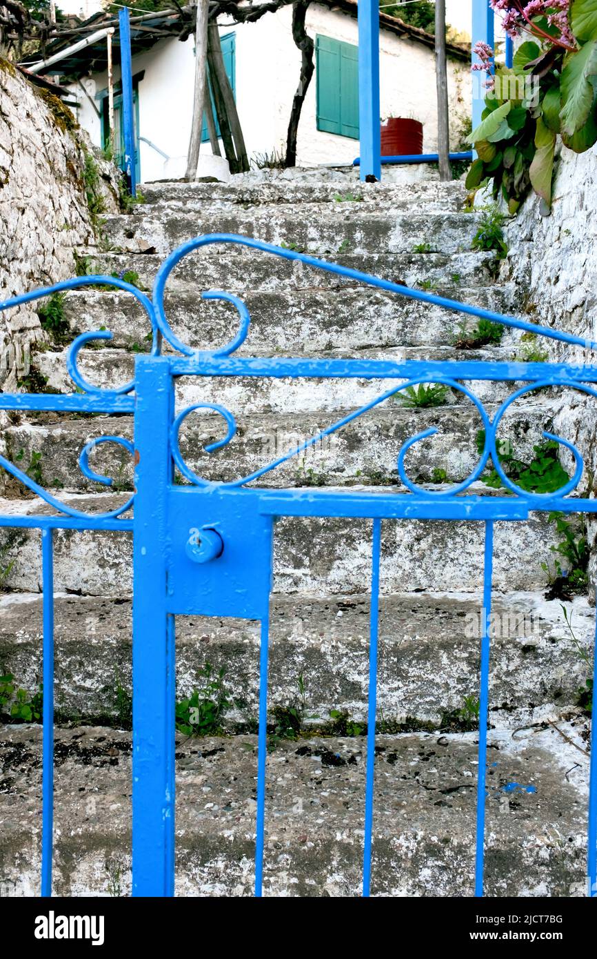 Blue metal gate hi-res stock photography and images - Alamy