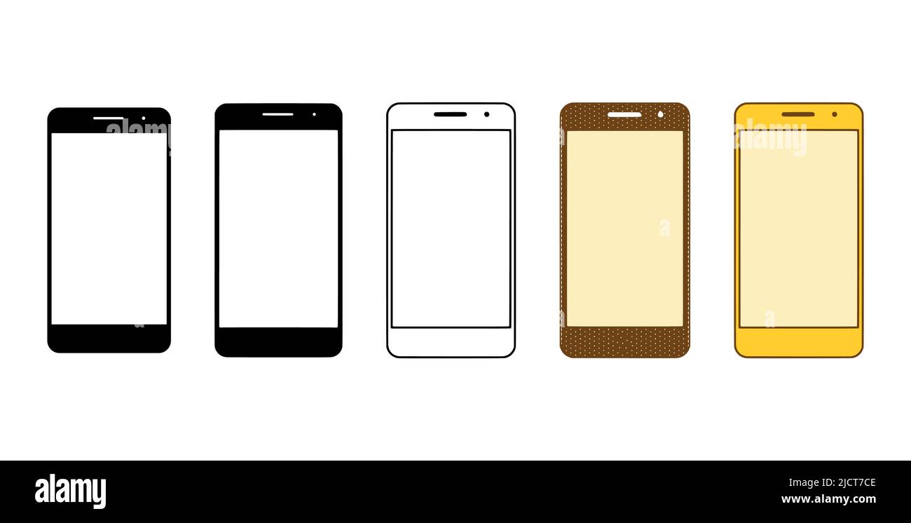 Vector set of smartphones in different styles isolated on white ...