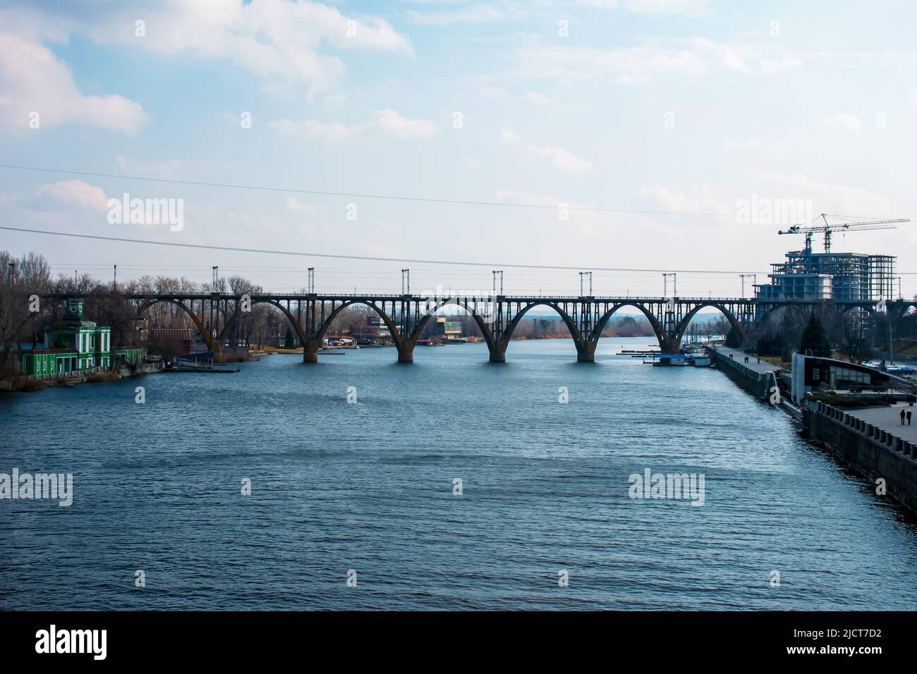 Structural elements of the old, built in the USSR, railway bridge ...