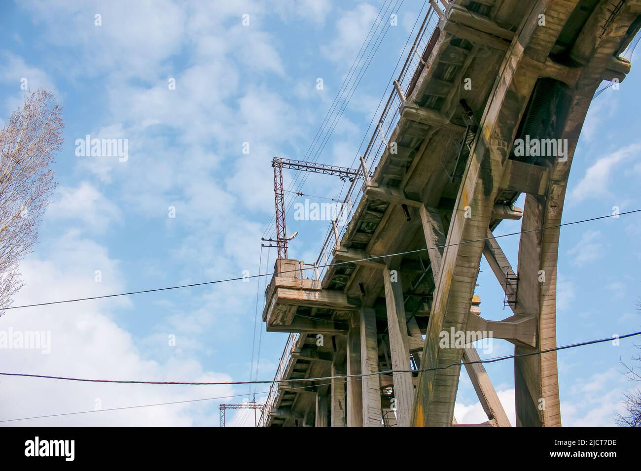 Structural elements of the old, built in the USSR, railway bridge ...