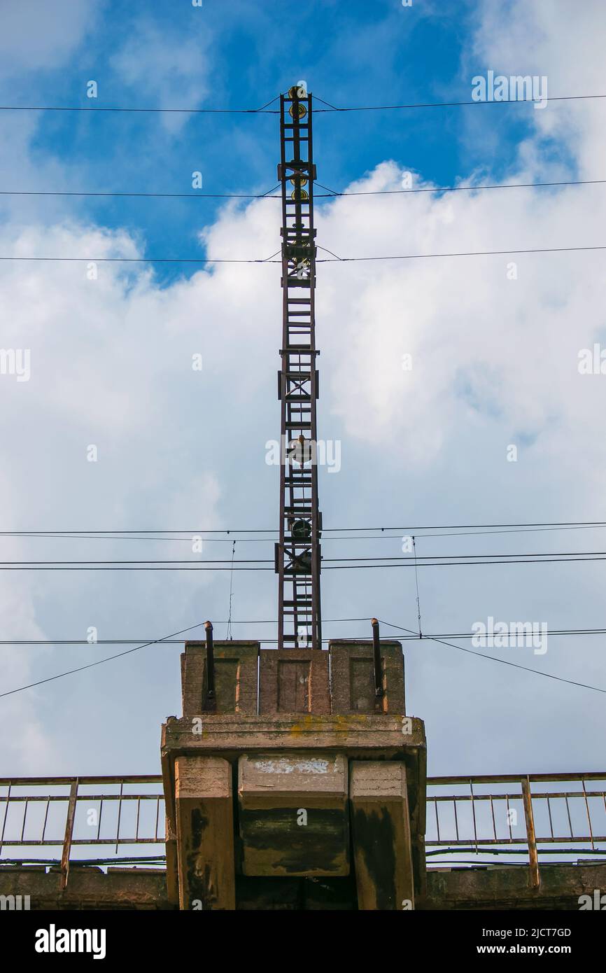 Structural elements of the old, built in the USSR, railway bridge ...
