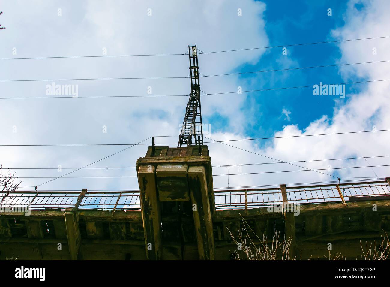 Structural elements of the old, built in the USSR, railway bridge ...