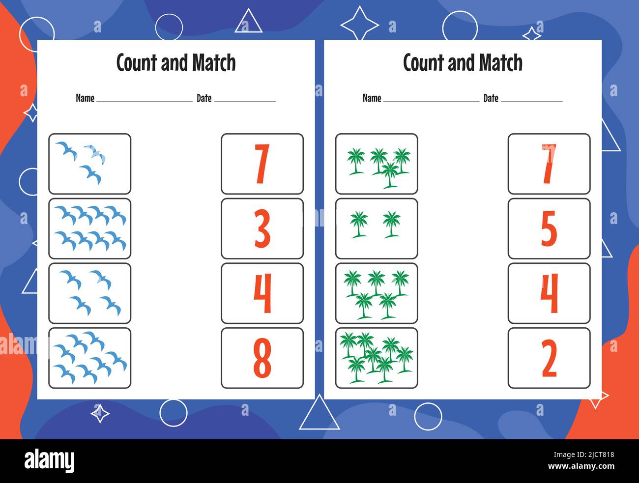 Count and match with the correct number. Matching education game. Count ...