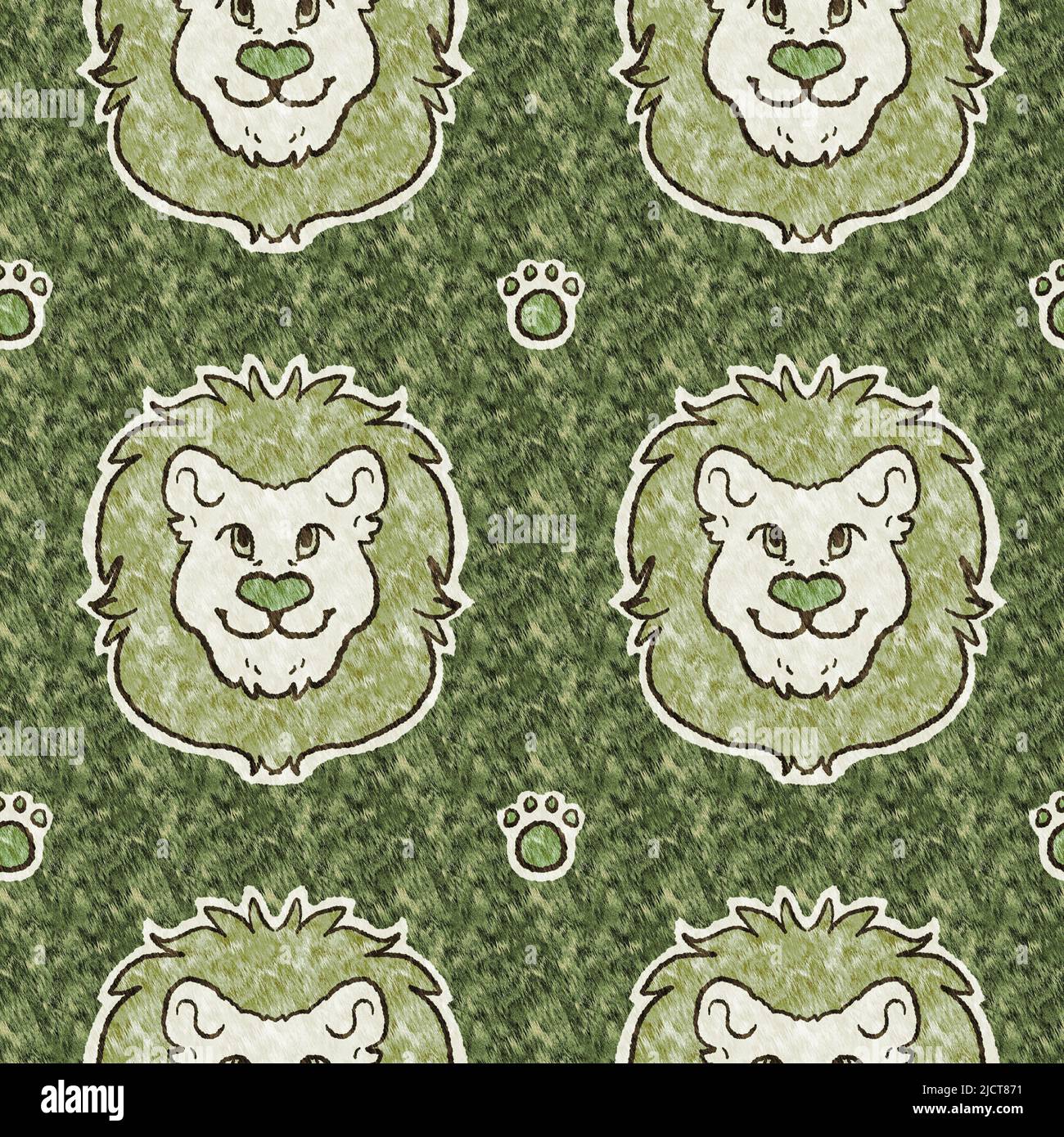 Cute safari lion wild animal pattern for babies room decor. Seamless ...