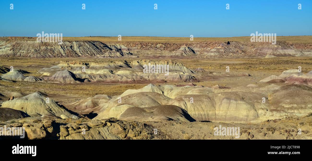 Landscape and panorama of erosive multi-colored clay in Petrified ...