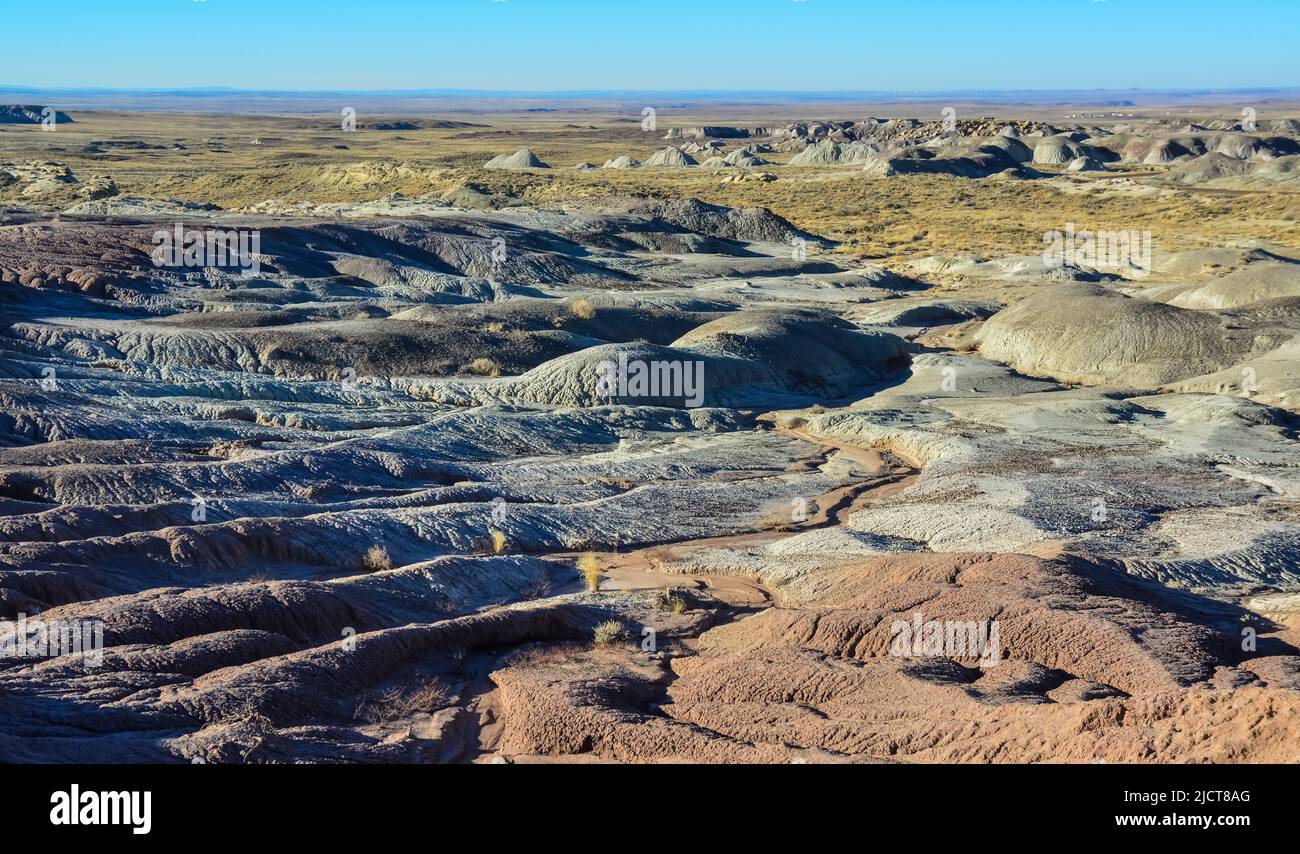 Landscape and panorama of erosive multi-colored clay in Petrified ...