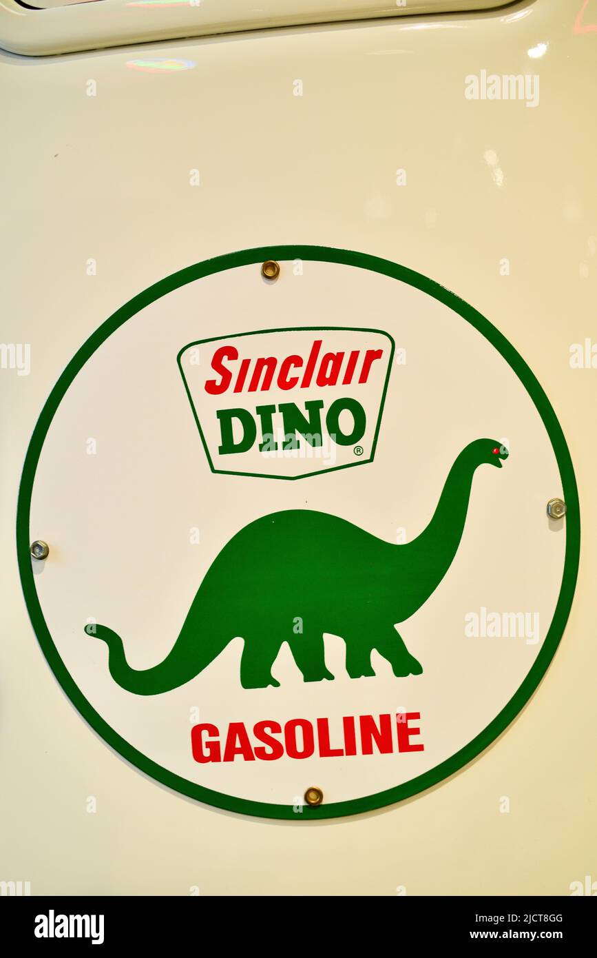 Vintage antique Sinclair Dino Gasoline pump for dispensing gasoline ...
