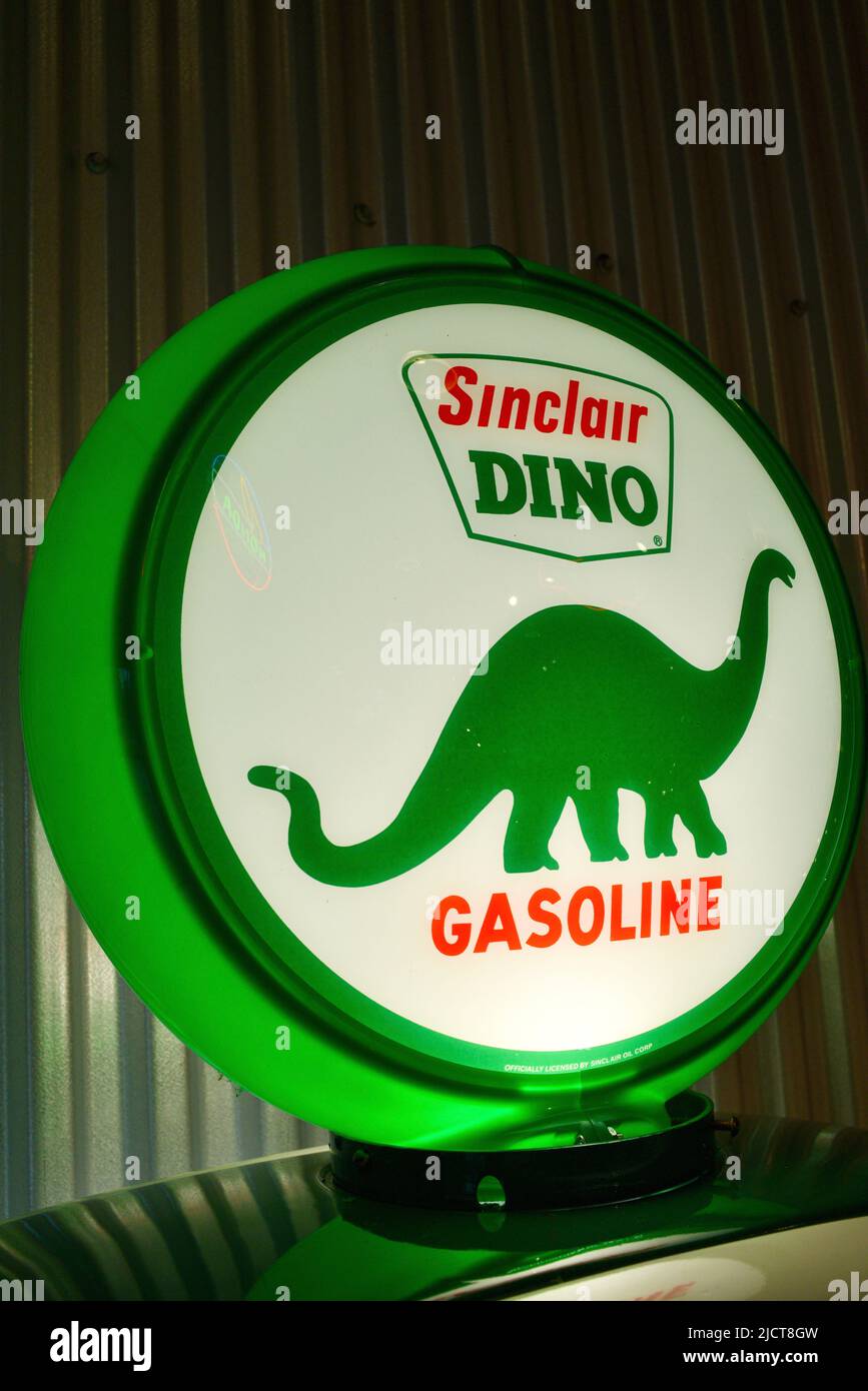 Vintage antique Sinclair Dino Gasoline pump for dispensing gasoline ...