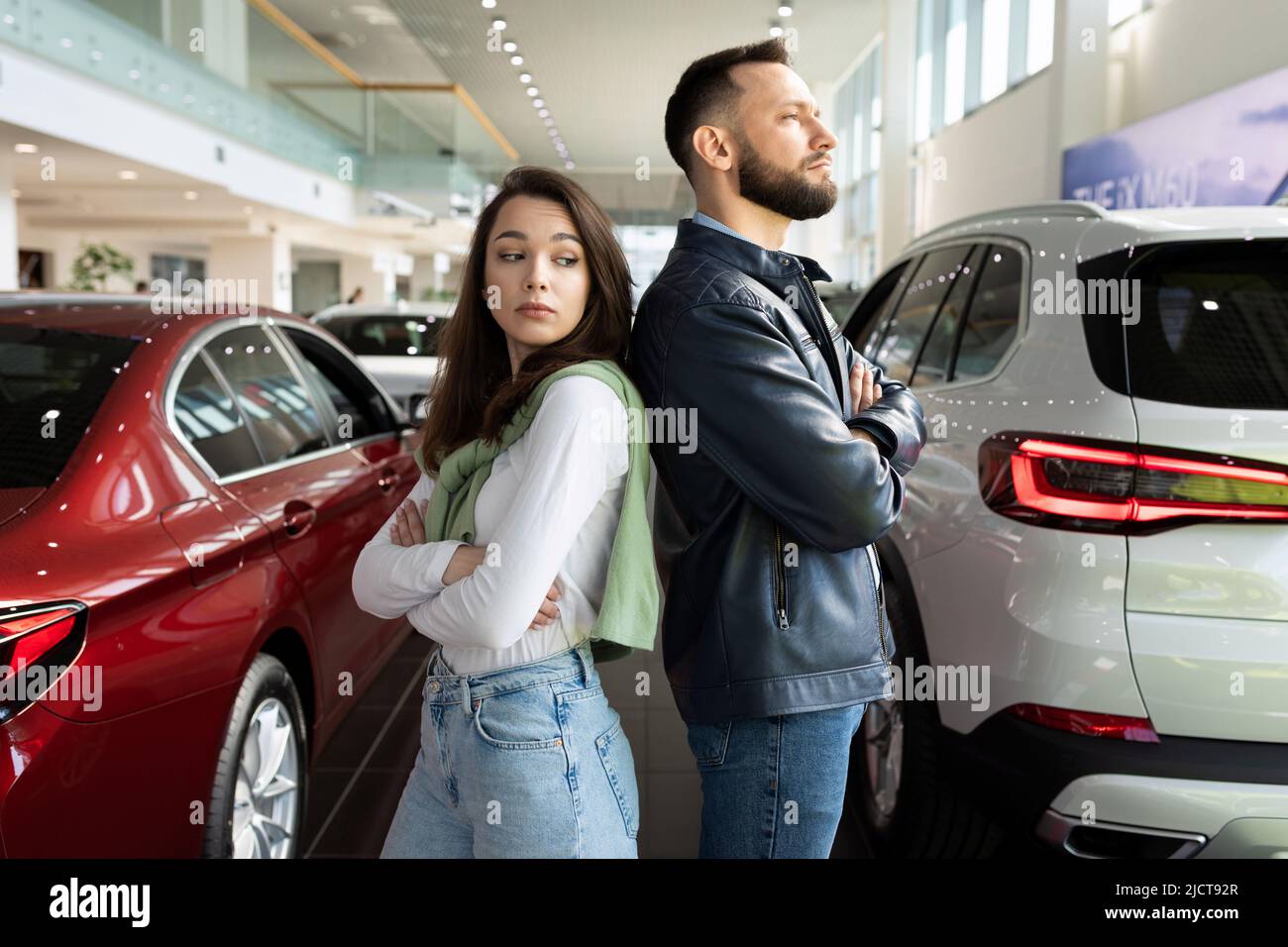 a young married couple cannot find mutual understanding when buying a ...