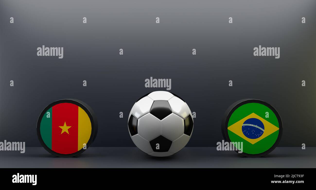 FIFA World Cup 2022 Cameroon vs Brazil, Flag Cameroon and Brazil ...