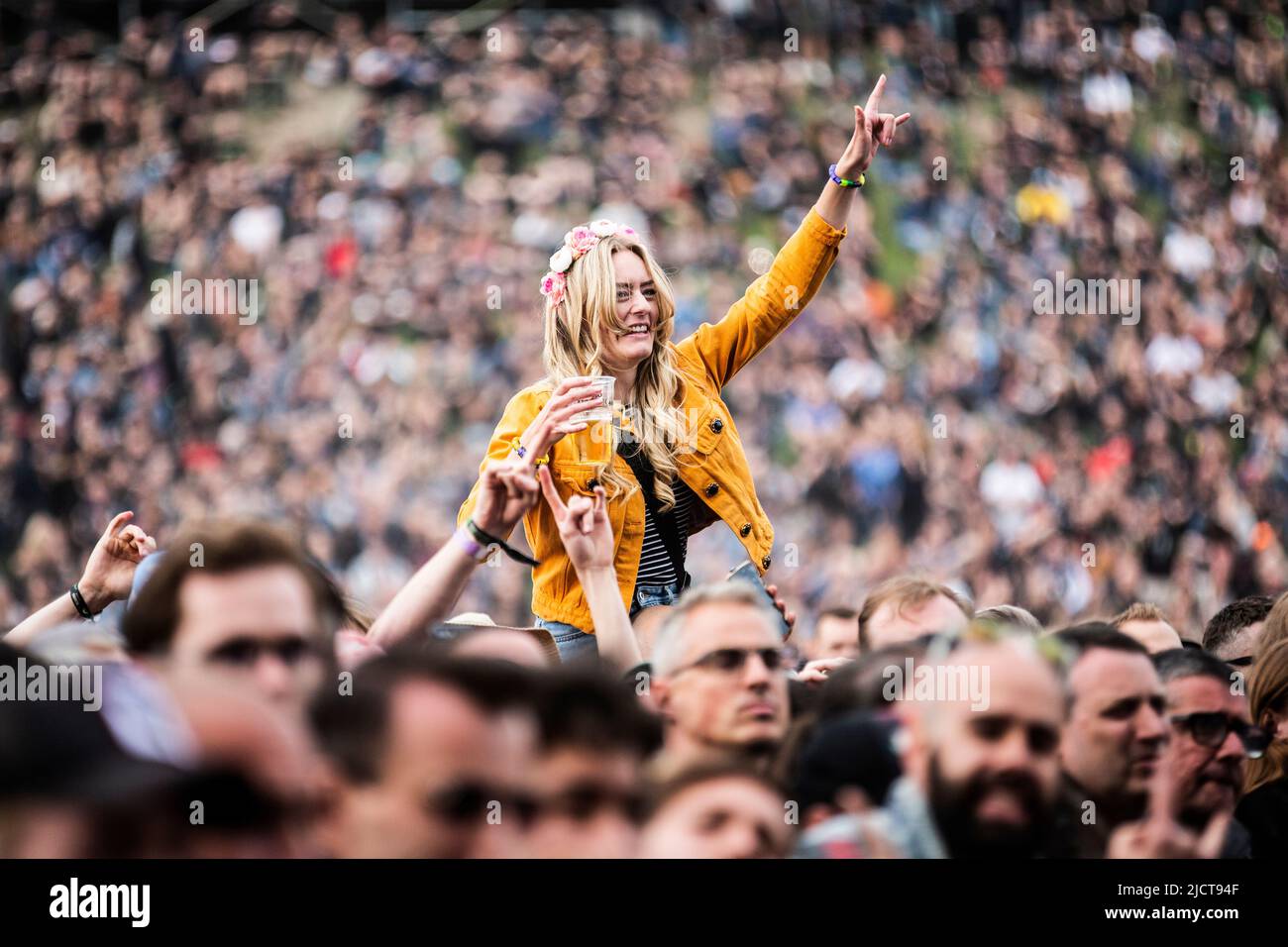 Copenhagen, Denmark. 15th June, 2022. Festival goers attend a live ...