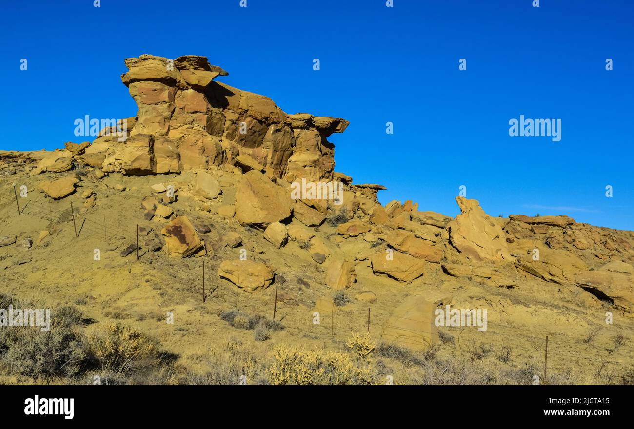 The Painted Desert on a sunny day. Diverse sedimentary rocks and clay ...