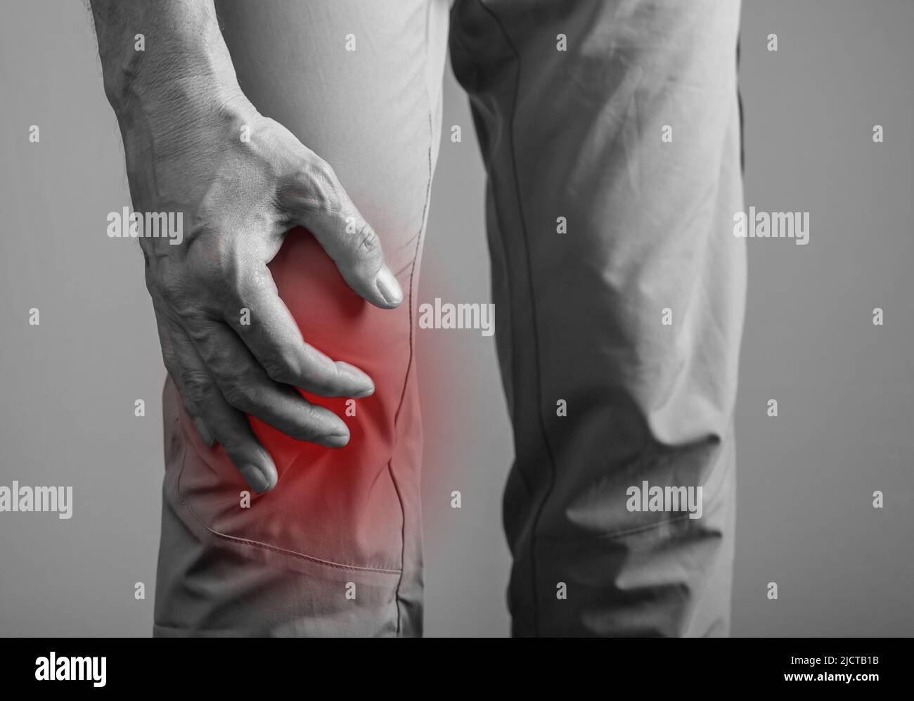 Knee pain, strain. Joint injury concept, inflammation and strain. High ...