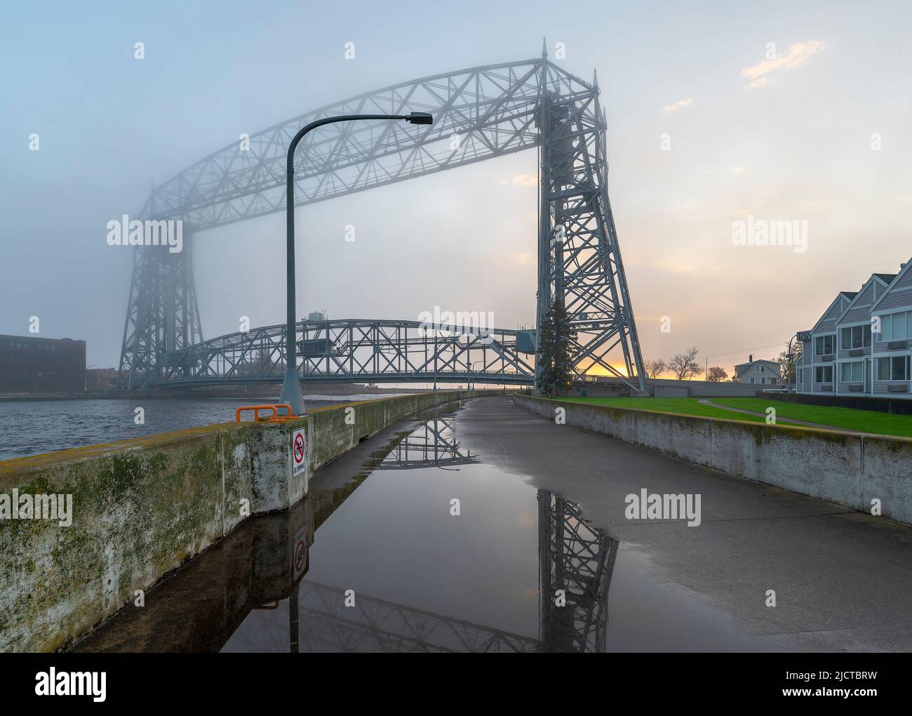 Aerial Lift Bridge in Canal Park following a rain shower Stock Photo ...