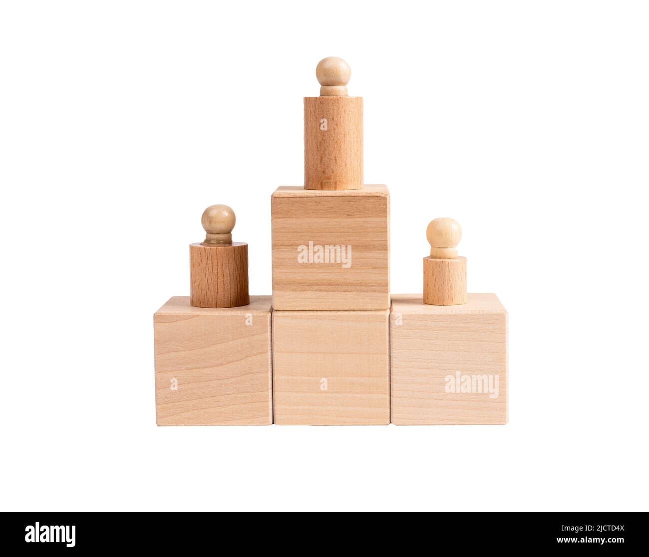 Winners podium from wooden blocks with knobbed cylinders isolated on ...