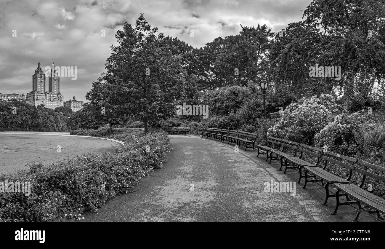 Central park, new york city spring Black and White Stock Photos ...