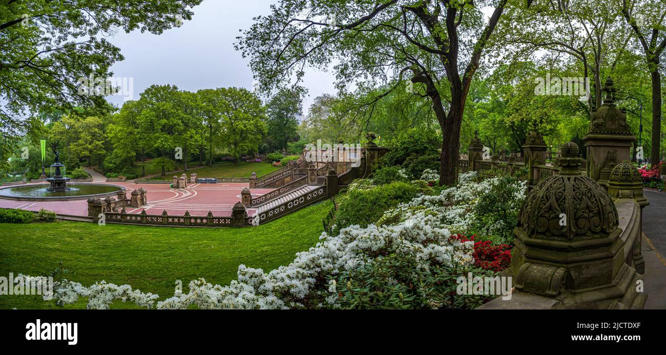 Bethesda Terrace and Fountain are two architectural features ...