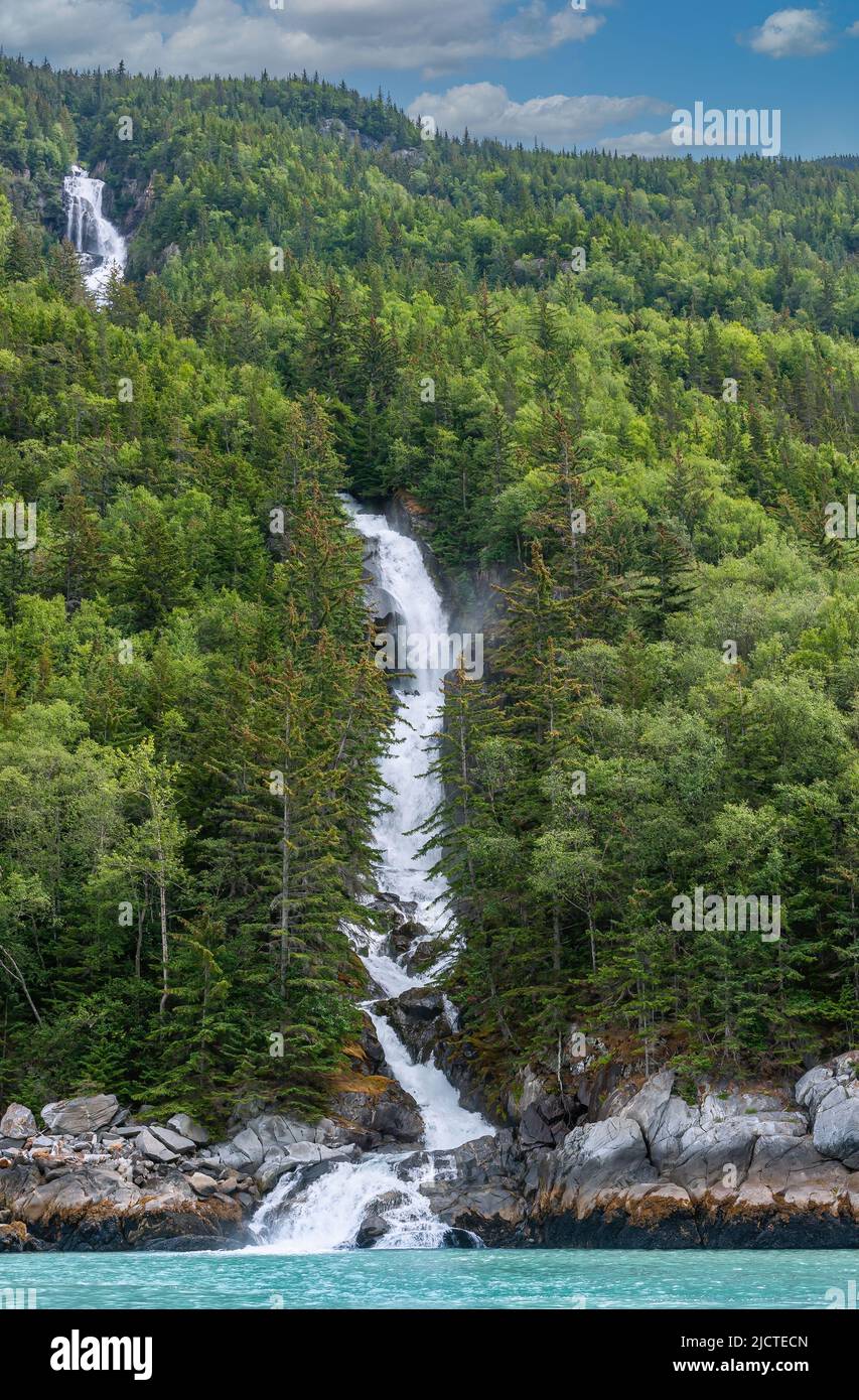 View of waterfall at chilkoot inlet hi-res stock photography and images ...