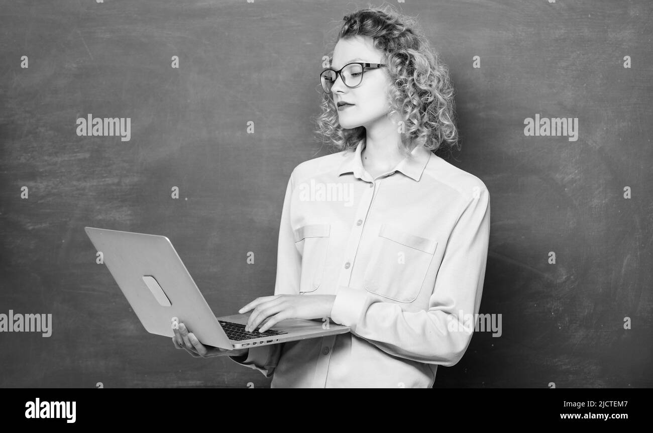 Remote job. Teacher notebook searching information chalkboard ...