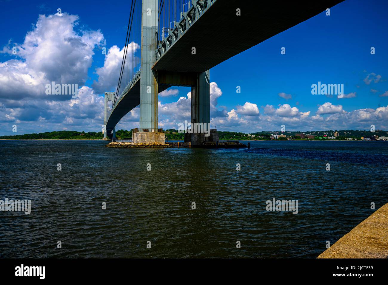 View on the Verrazzano-Narrows Bridge from the Bay Ridge Promenade in ...