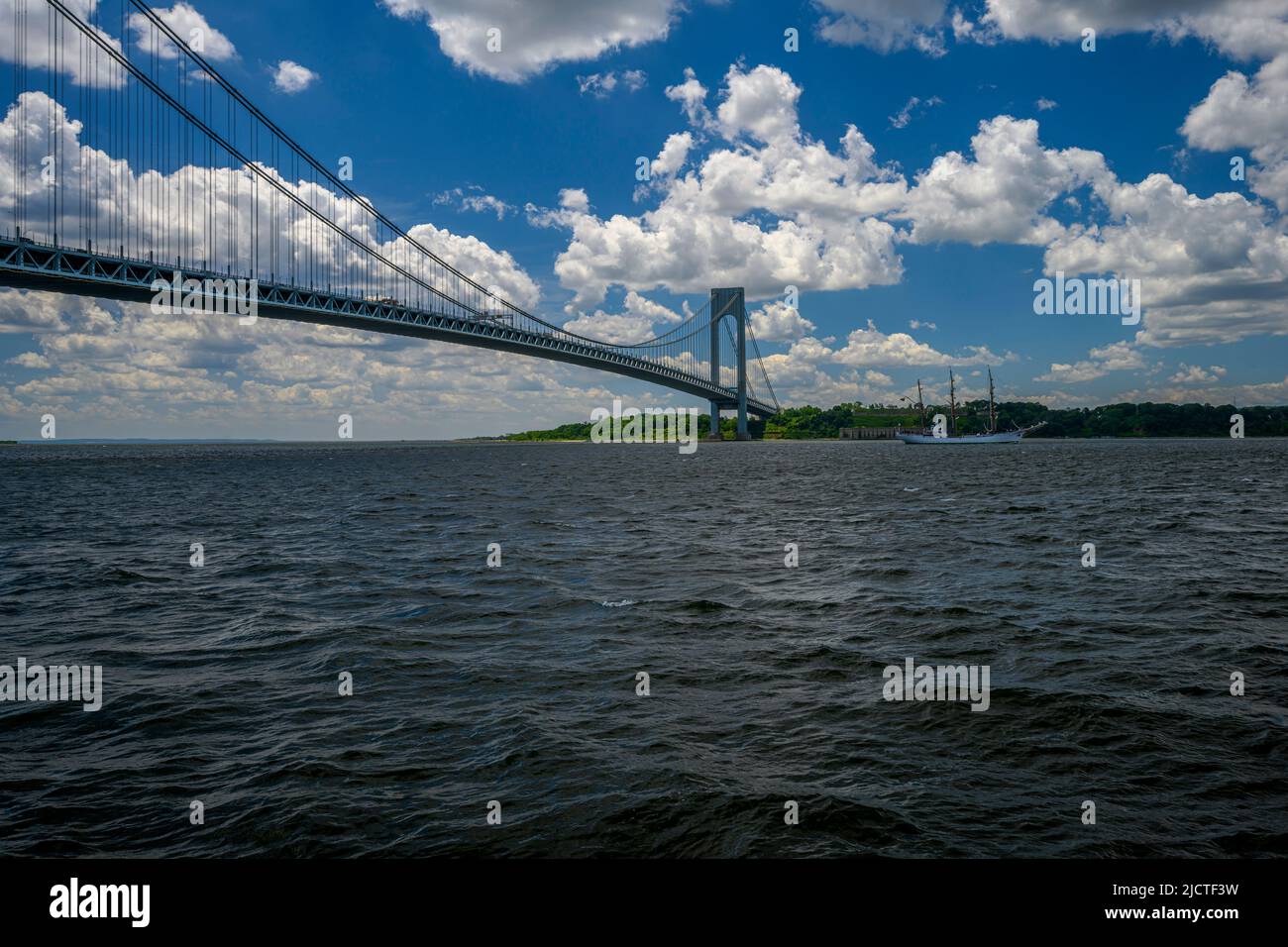 View on the Verrazzano-Narrows Bridge from the Bay Ridge Promenade in ...