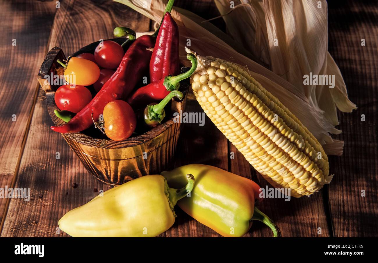 Enjoy fresh vegies. Raw vegetables wooden board. Fresh food. Eat it ...