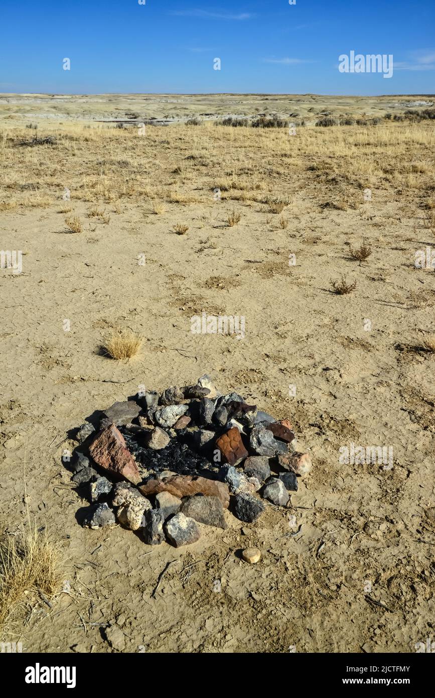 Old Native American Desert Stone Bonfire in New Mexico Stock Photo - Alamy