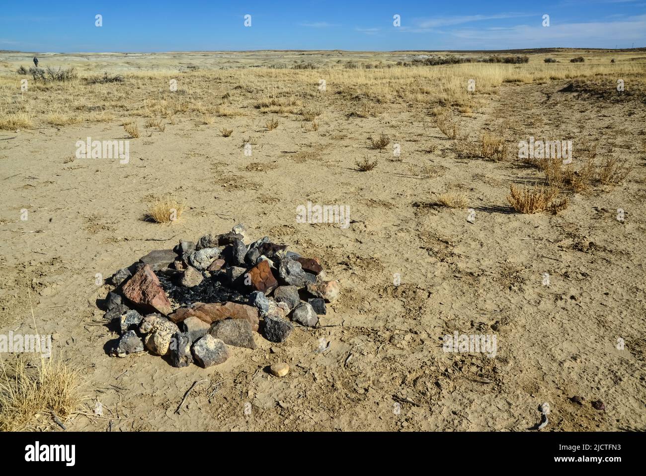 Old Native American Desert Stone Bonfire in New Mexico Stock Photo - Alamy