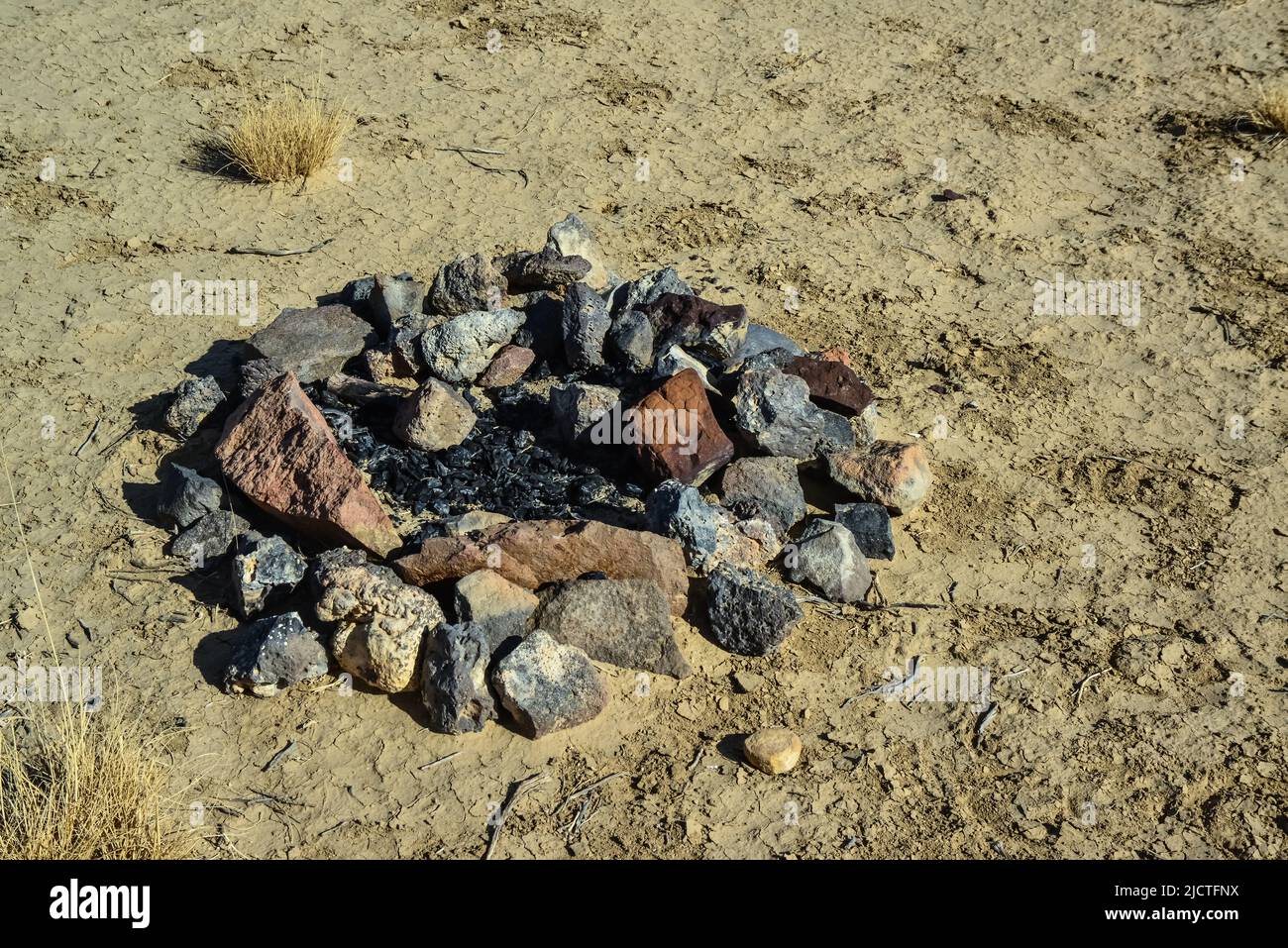 Old Native American Desert Stone Bonfire in New Mexico Stock Photo - Alamy